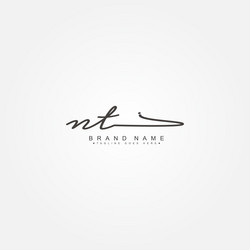 Initial letter nt logo - handwritten signature Vector Image