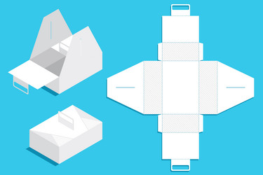 Flat design rectangular box die cut template Vector Image