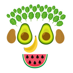 Funny smiling fruit and vegetable face food Vector Image