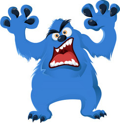 Shouting monster with horns feeling fear Vector Image