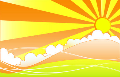 Abstract rural landscape with rising sun Vector Image