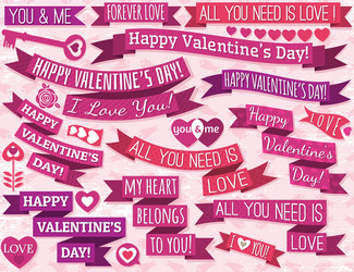 Set of ribbon valentines design Royalty Free Vector Image