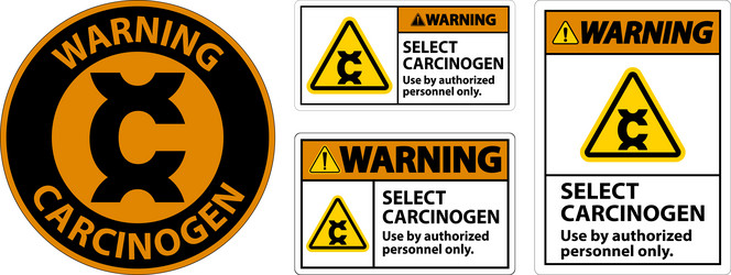 Warning select carcinogen label on white Vector Image