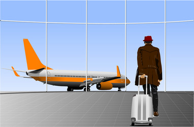 Airport scene 3d for designers Royalty Free Vector Image