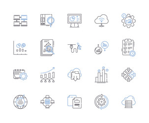 Data and cloud outline icons collection Royalty Free Vector