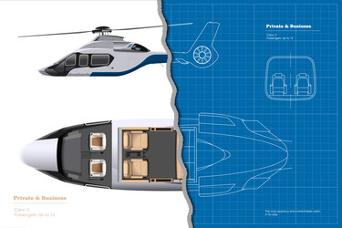 Private helicopter interior 3d cockpit blueprint Vector Image
