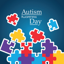 Autism awareness poster with puzzle pieces Vector Image