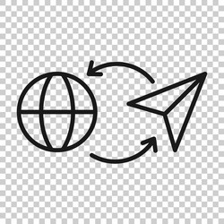 Airplane flight route icon in transparent style Vector Image