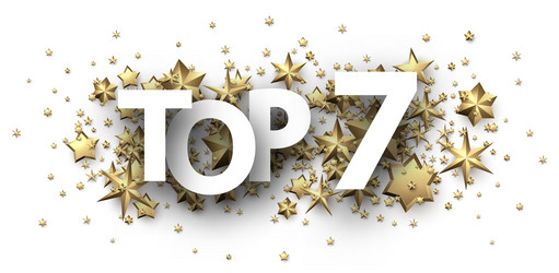 Top 5 sign with gold stars rating header Vector Image