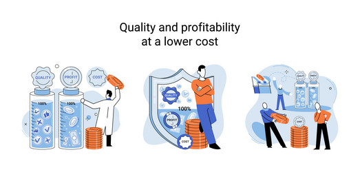 Quality and profitability at lower cost Royalty Free Vector