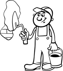 Worker with pick coloring page Royalty Free Vector Image