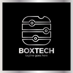 Box tech icon square media signal logotype Vector Image