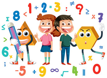 Children cartoon character with math and number Vector Image