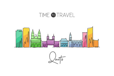 Quito skyline ecuador hand drawn sketch Royalty Free Vector