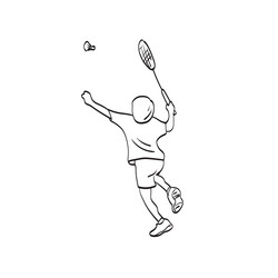 Boy playing badminton sketch doodle Royalty Free Vector