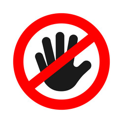 Prohibition sign with hand symbol or icon Vector Image