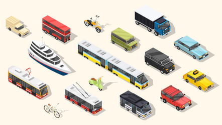Public transport vehicles collection Royalty Free Vector