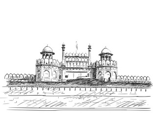 Red fort Royalty Free Vector Image - VectorStock