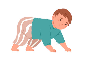Little boy leading toddler by hand demonstrating Vector Image