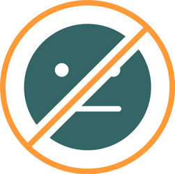 Forbidden sign with a expressionless emoji line Vector Image