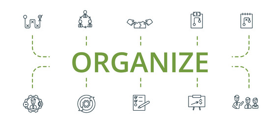 5 organize icons Royalty Free Vector Image - VectorStock