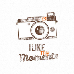 Typography poster with old style camera and quote Vector Image