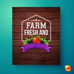 Farm fresh neon logo eco produce stamp Royalty Free Vector