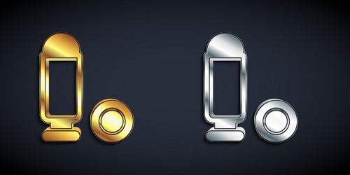 Gold and silver bullet icon isolated on black Vector Image