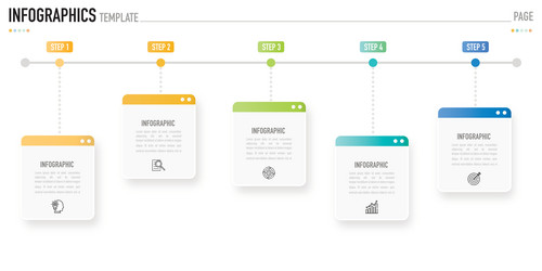 Rectangular 5 steps infographic for business Vector Image