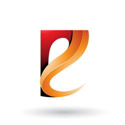 Red and beige glossy curvy embossed letter e Vector Image