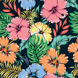 Seamless floral summer border with tropical Vector Image