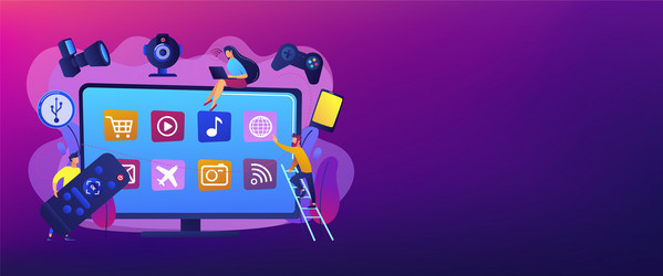 Smart tv applications concept banner header Vector Image