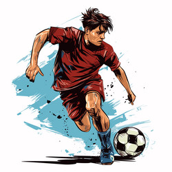 Soccer player hand-drawn comic football Royalty Free Vector