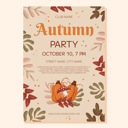Hello autumn party poster template design frame Vector Image