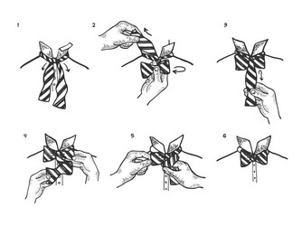 Tie set sketch engraving Royalty Free Vector Image