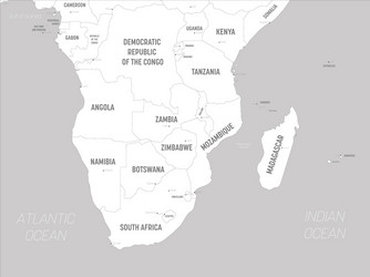 Southern africa map - grey colored on dark Vector Image