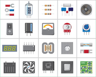 Big set of isometric electronic components Vector Image