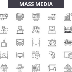 Mass media icons line symbols web signs Royalty Free Vector
