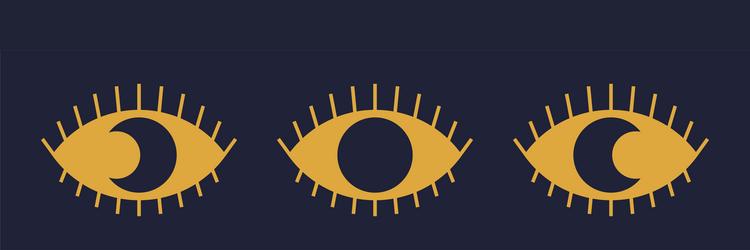 Moon eclipse inside eye esoteric occult Royalty Free Vector