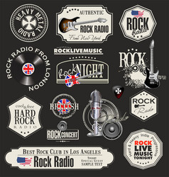 Jazz and rock music stamps labels Royalty Free Vector Image