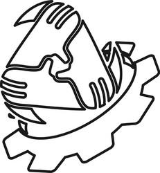 Gear machine hand commitment teamwork together Vector Image