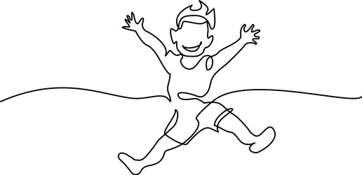 Happy jumping children holding hands Royalty Free Vector