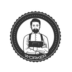 Working man for logo template Royalty Free Vector Image