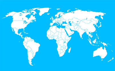 Blue world map with countries Royalty Free Vector Image