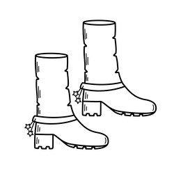 Cowboy boot with spurs doodle Royalty Free Vector Image