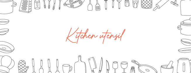 Kitchen utensils in horizontal banner ceramic Vector Image