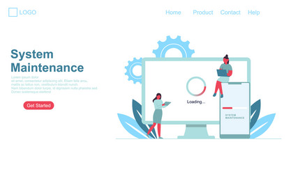 Landing page template system maintenance Vector Image