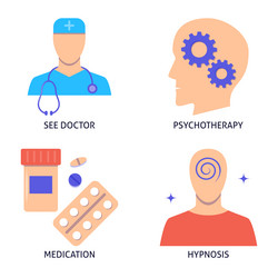 Neon medical stress relief icon set Royalty Free Vector