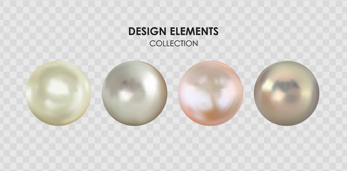 Realistic 3d pearl collection set isolated Vector Image