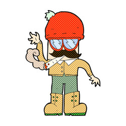 Comic cartoon man smoking pot Royalty Free Vector Image